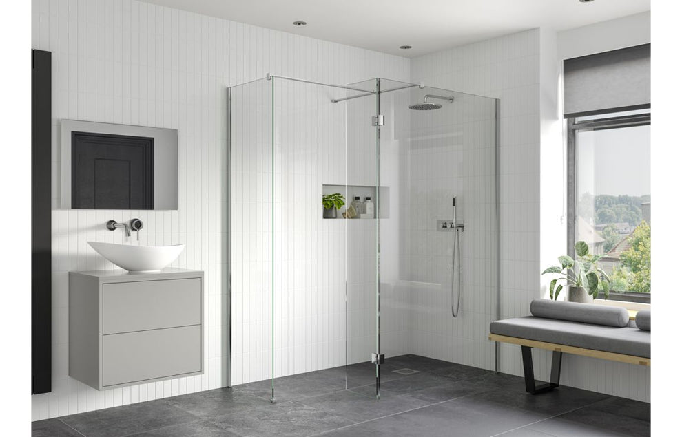 Iconicks Optional 300mm Shower Screen / Wetroom Splash Panel - Chrome