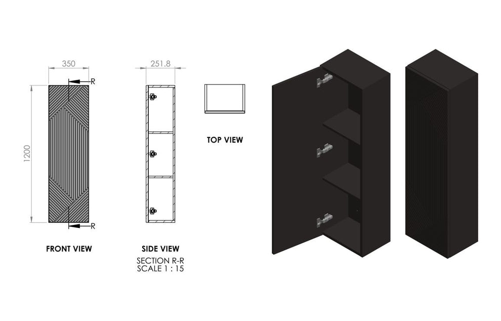 Line 350mm Wall Hung 1 Door Tall Unit | Hartley & Hall Bathrooms
